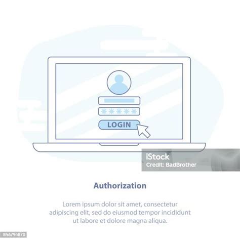 로그인 및 암호 노트북 화면벡터 일러스트 레이 션에 권한 부여 페이지 로그인에 대한 스톡 벡터 아트 및 기타 이미지 로그인 비밀번호 가리키기 Istock