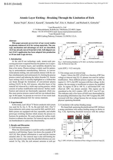 Pdf Atomic Layer Etching Breaking Through The Limitation Of Etch