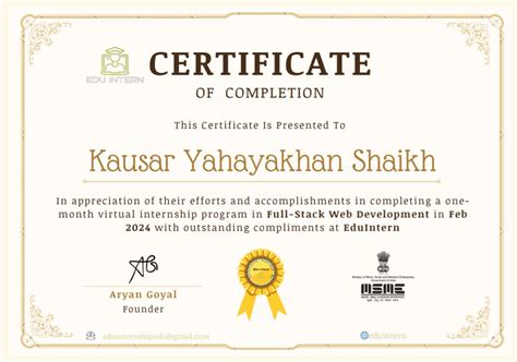 Kausar Shaikh On Linkedin Fullstackwebdevelopment Internship Eduintern Achievement Learning
