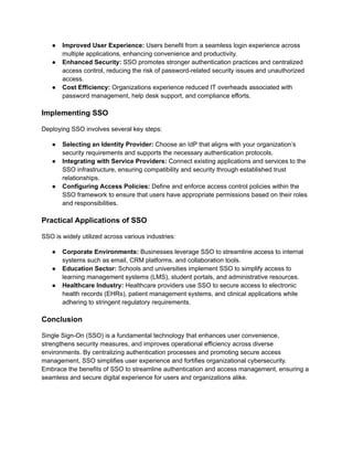 Understanding Single Sign On SSO Enhancing User Experience And Security PDF