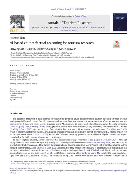 Pdf Ai Based Counterfactual Reasoning For Tourism Research