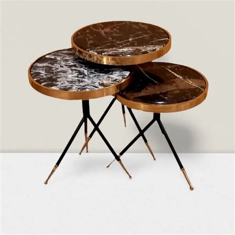 Table Nested Round Brass And Marble Livinx Home Store Pakistan
