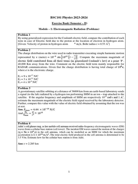 Exercise Bank Module 1 Emr And Module 2 Polarization Sem Ii Pdf
