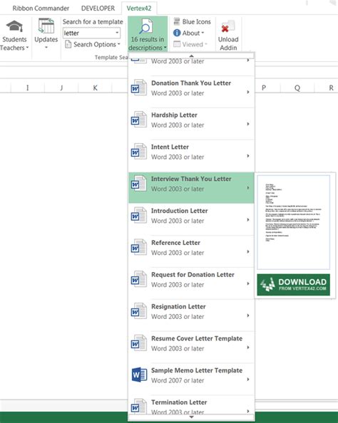 Vertex42 Template Gallery Excel Addin Powered By Ribbon Commander