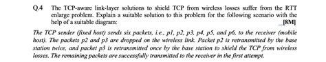 solved q 4 the tcp aware link layer solutions to shield tcp