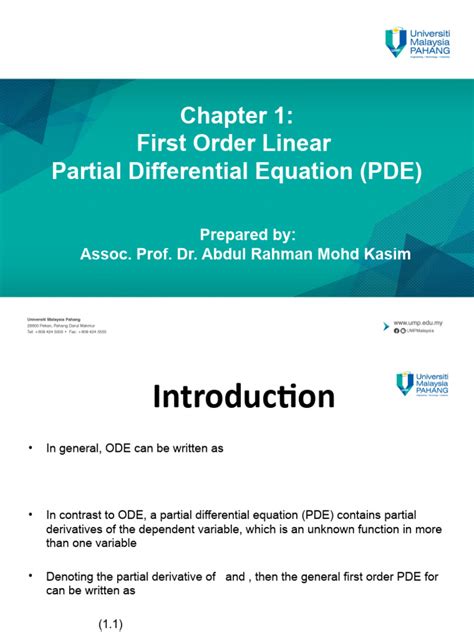 First Order Linear Partial Differential Equation Pde Prepared By