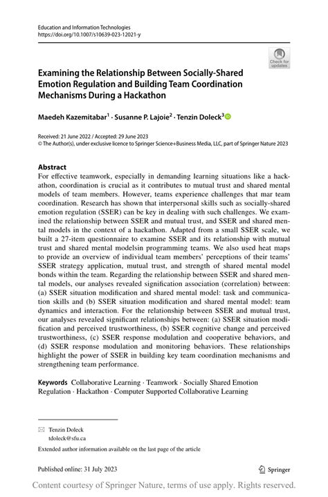 Examining The Relationship Between Socially Shared Emotion Regulation And Building Team