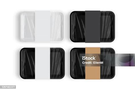 흰색 배경 벡터에 고립 된 식품을위한 흰색과 검은 색 트레이 포장 0명에 대한 스톡 벡터 아트 및 기타 이미지 0명 3차원 형태 검은색 Istock