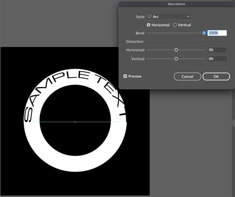 Why Is Arc Warp Text Not A Perfect Circle How Can I Bend The Text To Make A Perfect Circle R