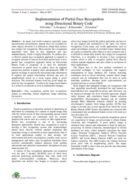 pdf implementation of partial face recognition using directional binary code