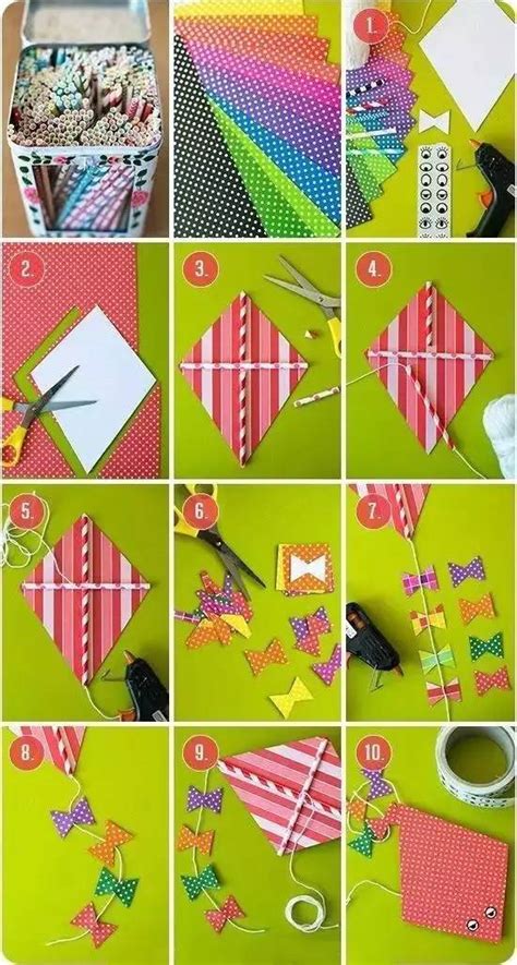 最简单的风筝制作步骤 儿童手工制筝 三角风筝图 大山谷图库