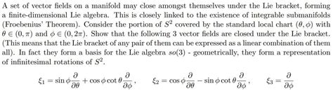 Solved A Set Of Vector Fields On A Manifold May Close