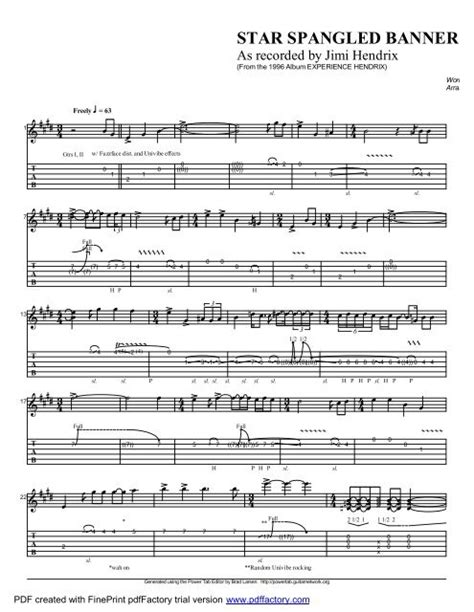 Star Spangled Banner Guitar Chords