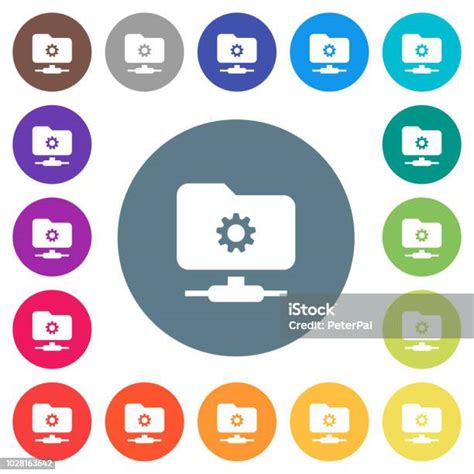 라운드 컬러 배경에 평면 흰색 설정 아이콘 Ftp 개선에 대한 스톡 벡터 아트 및 기타 이미지 개선 교환 기어 기계 부분 Istock