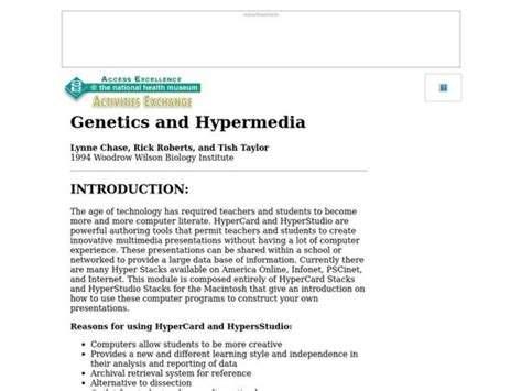 Genetics And Hypermedia Lesson Plan For 9th 12th Grade Lesson Planet