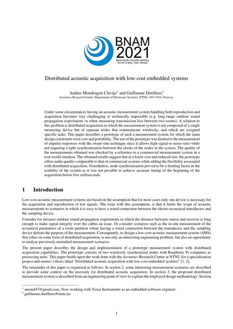 Pdf Distributed Acoustic Acquisition With Low Cost Embedded Systems
