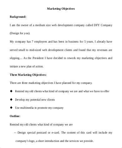 FREE Marketing Objective Example Samples In MS Word PDF