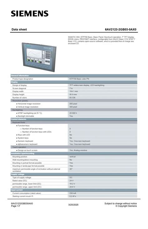 Siemens Simatic Ktp700 Basic Pn Hmi 7 Inch At ₹ 25000 Piece In