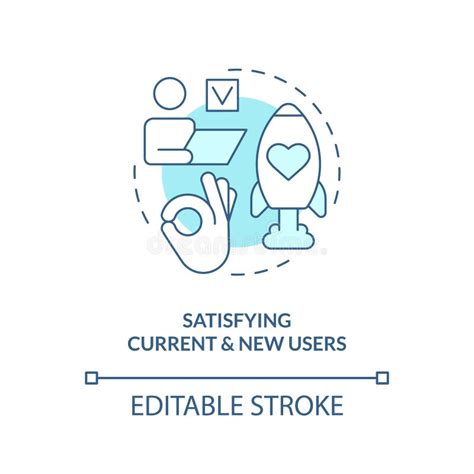 Satisfying Current And New Users Turquoise Concept Icon Stock Vector