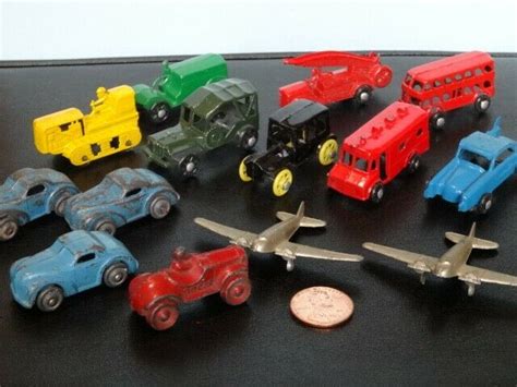 14 Tiny Metal Toy Cars And Planes Vintage Toys Barclay Dowst Tootsietoy Japan Antique