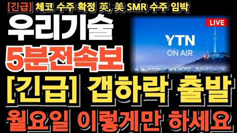 우리기술 주가 전망 긴급 갭하락 출발 월요일 이렇게만 하세요 여기서 끝이 아닙니다 루마니아 뉴스케일파워 Smr 수주