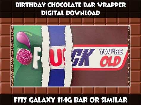 Birthday Chocolate Bar Wrapper Printable Chocolate Wrapper Novelty Gifts Downloadable Wrapper