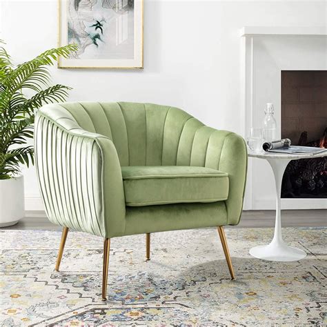 Altrobene Velvet Accent Chair Modern Barrel Chair Living Room Bedroom