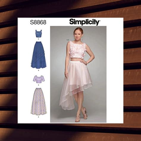 Simplicity 8868 S8868 Oop Sewing Pattern For Womens Formal Crop Tops And Overlay Skirts Size 12 14