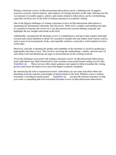 Literature Review Of Mycobacterium Tuberculosis Pdf Tuberculosis Mycobacterium Tuberculosis