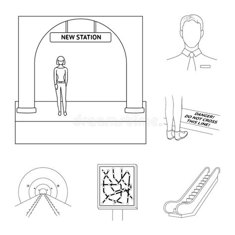 Metro Subway Outline Icons In Set Collection For Design Urban Transport Vector Symbol Stock Web