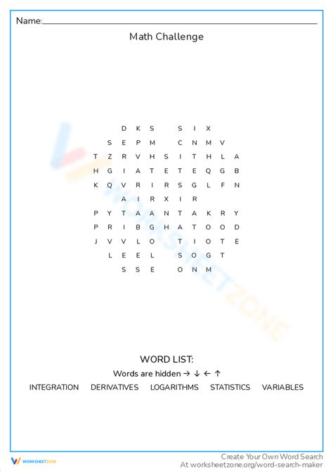 Math Challenge Worksheet