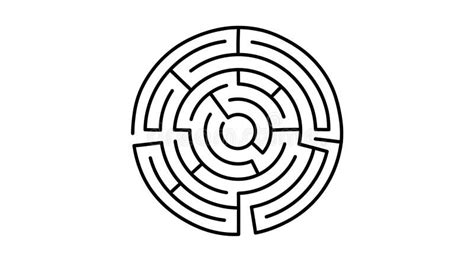 Circular Maze Design Illustrating Problem Solving With A Center Goal In