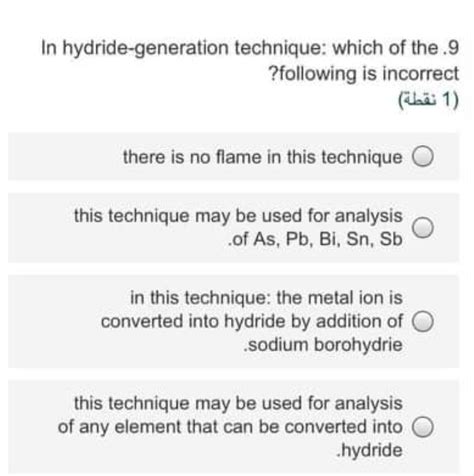 Solved In Hydride Generation Technique Which Of The 9