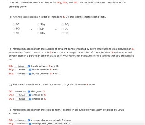Draw All Possible Resonance Structures For So2 So3