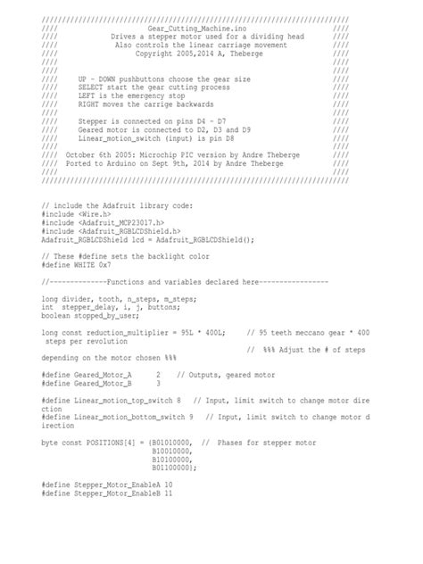 Gear Cutting Machine Code For Arduino Pdf Computer Engineering