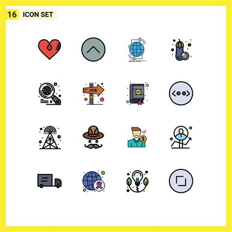 16 User Interface Flat Color Filled Line Pack Of Modern Signs And