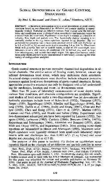Pdf Scour Downstream Of Grade Control Structures