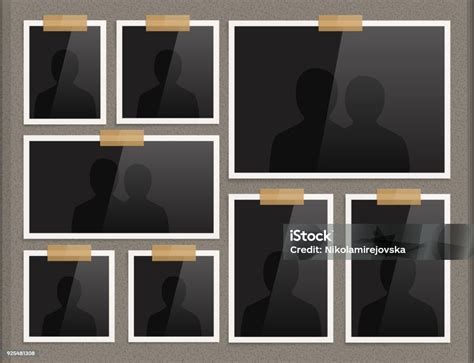 사진 앨범의 벡터 페이지입니다 스카치 테이프와 종이에 연결 된 프레임입니다 사진첩에 대한 스톡 벡터 아트 및 기타 이미지 사진첩 라벨 배경 주제 Istock