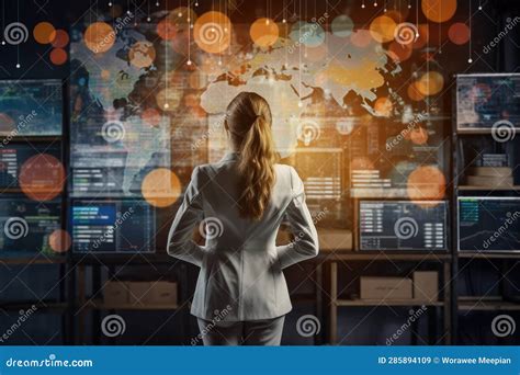 Business People Analysis Big Data Statistic Using Interface Futuristic