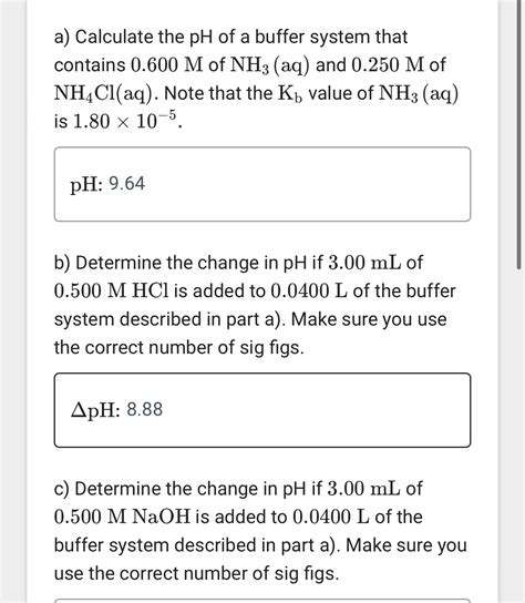 Solved A Calculate The PH Of A Buffer System That Chegg