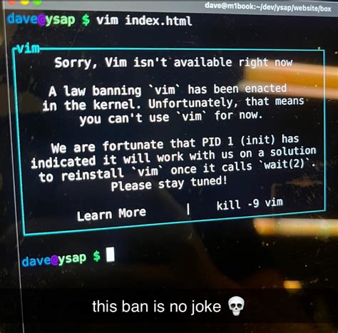 Vim Has Been Banned Recently ·