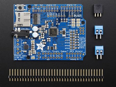 Adafruit Music Maker Mp3 Shield For Arduino W3w Stereo Amp V10 Ada1788 Core Electronics