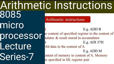 Microprocessor Lecture Series8085instruction Setarithmetic