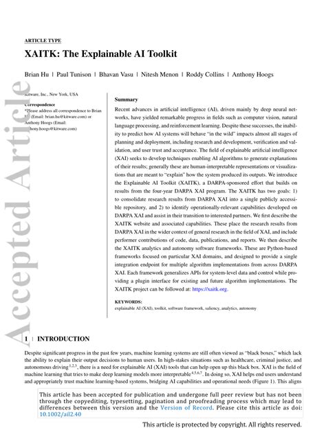 Pdf Xaitk The Explainable Ai Toolkit