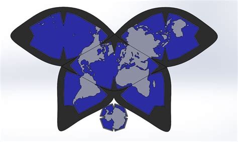 Waterman Butterfly World Map Projection Free 3d Model 3d Printable Cgtrader