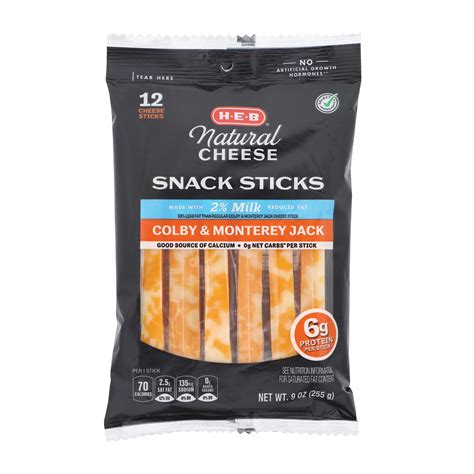 H E B Reduced Fat Colby And Monterey Jack Cheese Sticks 12 Ct Shop
