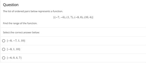 Solved The List Of Ordered Pairs Below Represents A