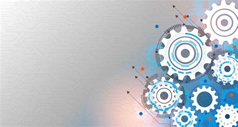 데이터 미래 기어 휠 회로 기판 하이테크 디지털 기술 및 엔지니어링 디지털 통신 기술 개념 밝은 파란색 배경 Ep2에 추상적