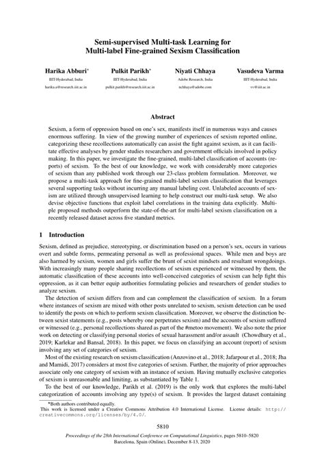 Pdf Semi Supervised Multi Task Learning For Multi Label Fine Grained Sexism Classification