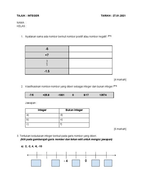 Latihan Integer Pdf